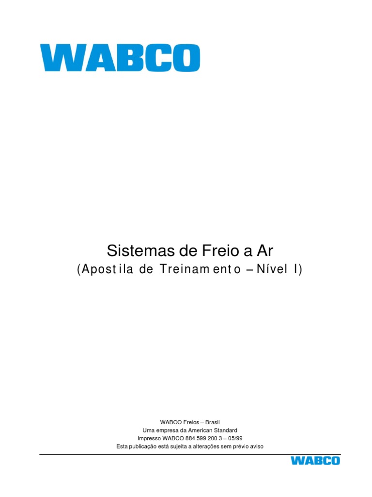 Sistemas de Freio a Ar: Treinamento WABCO | PDF | Freio | Motores