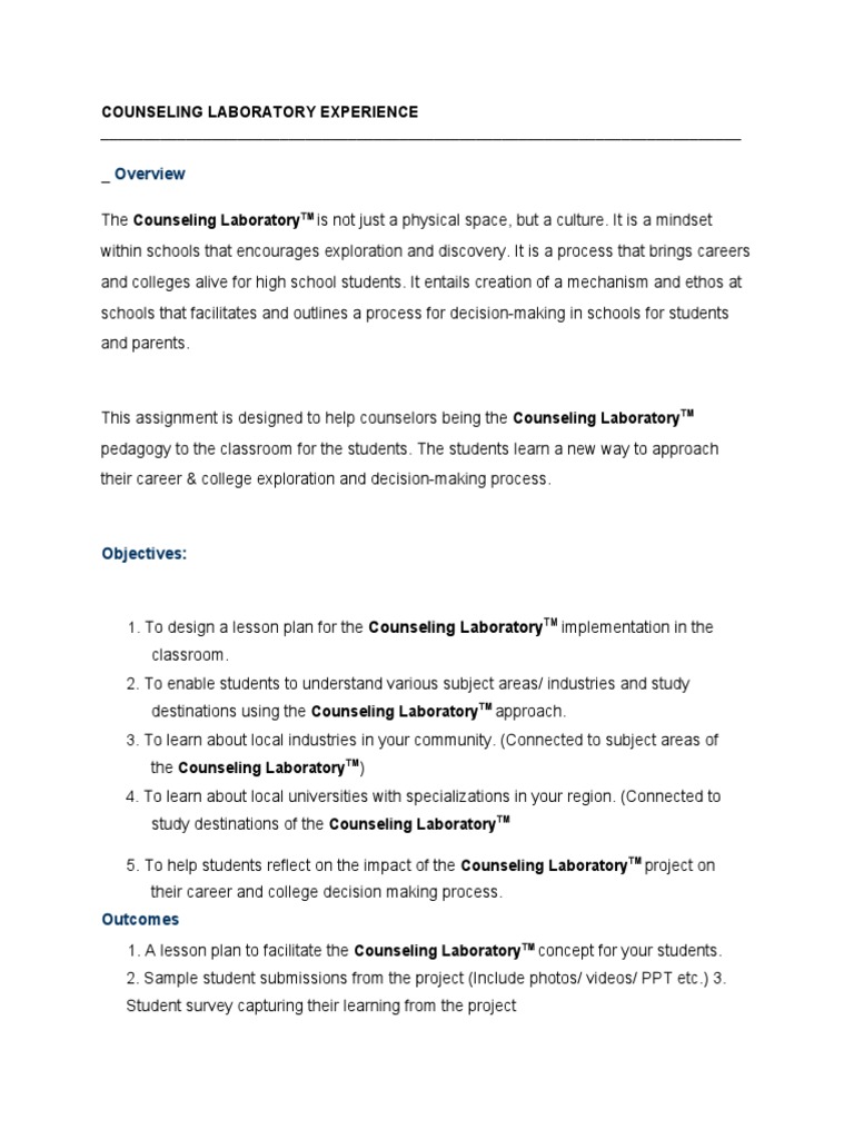 8th Cohort Assignment 3 - Counseling Laboratory Experience With ...