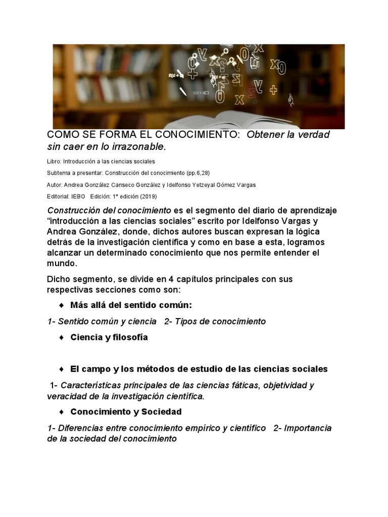 Reseña Del Conocimiento | PDF | Conocimiento | Verdad