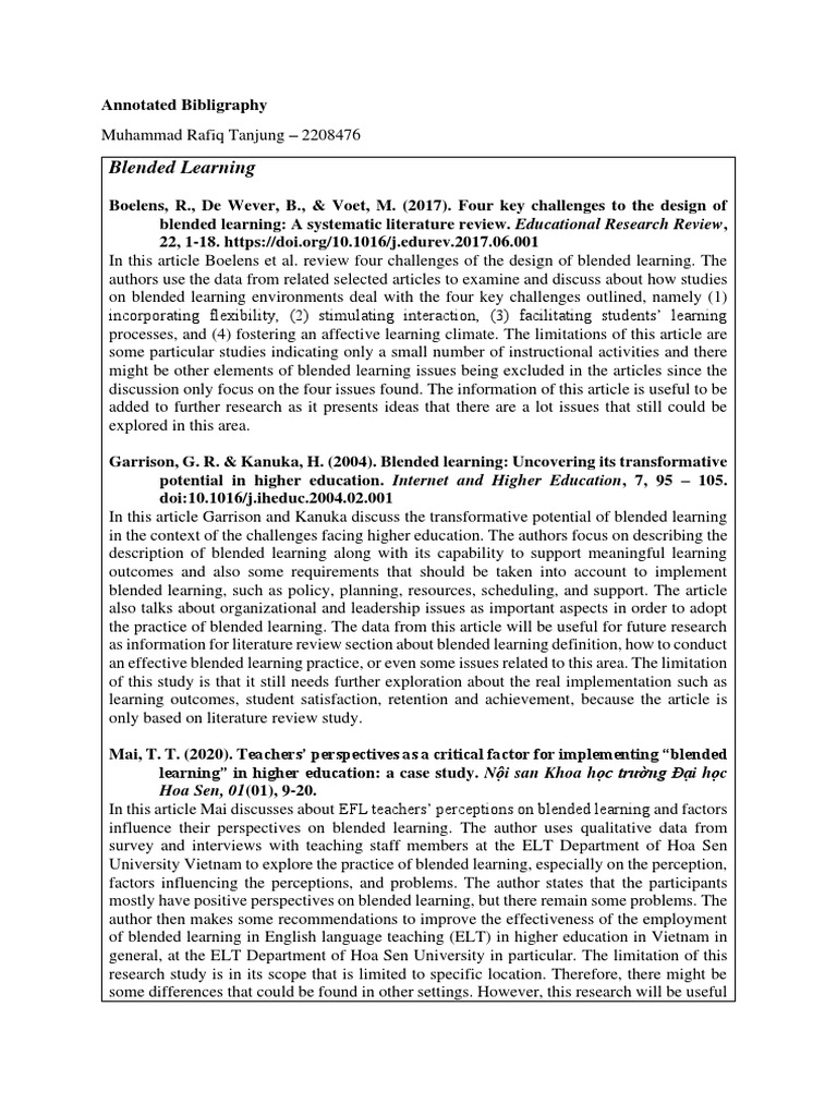 Annotated Bibliography | Download Free PDF | Project Based Learning | Learning