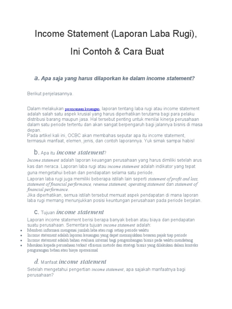 Income Statement | PDF