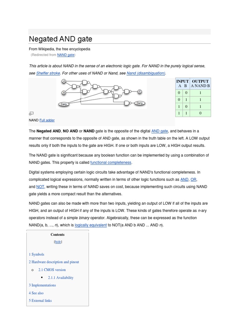 Negated AND Gate | PDF | Logic Gate | Cmos