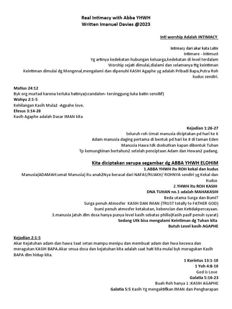 Real Intimacy With Abba YHWH | PDF