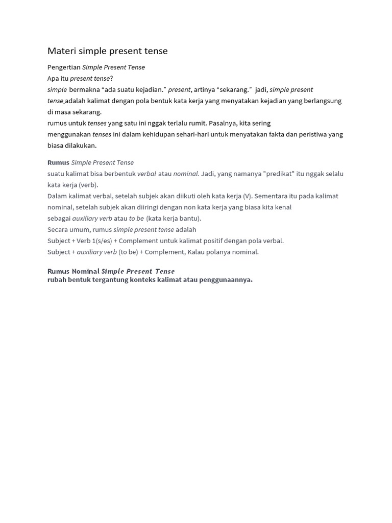 Materi Simple Present Tense | PDF
