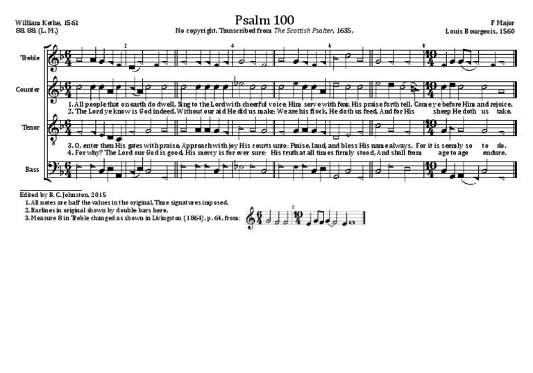 Psalm 100 Scottish Psalter 1635 A | PDF