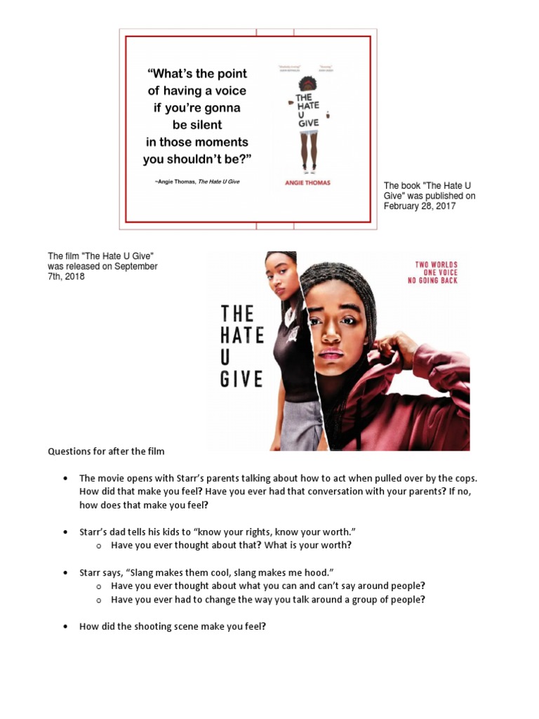 The Hate U Give Leading Questions | PDF