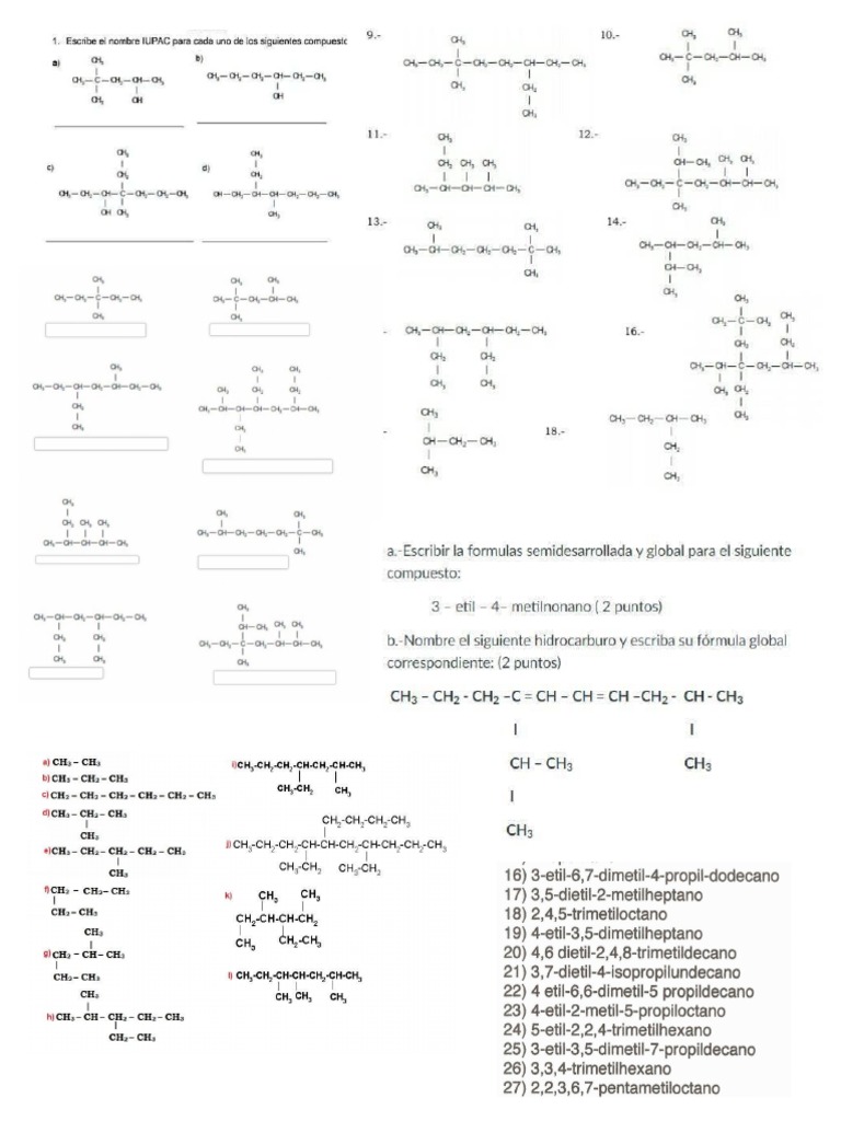 Práctica - Nombrar Alcanos | PDF