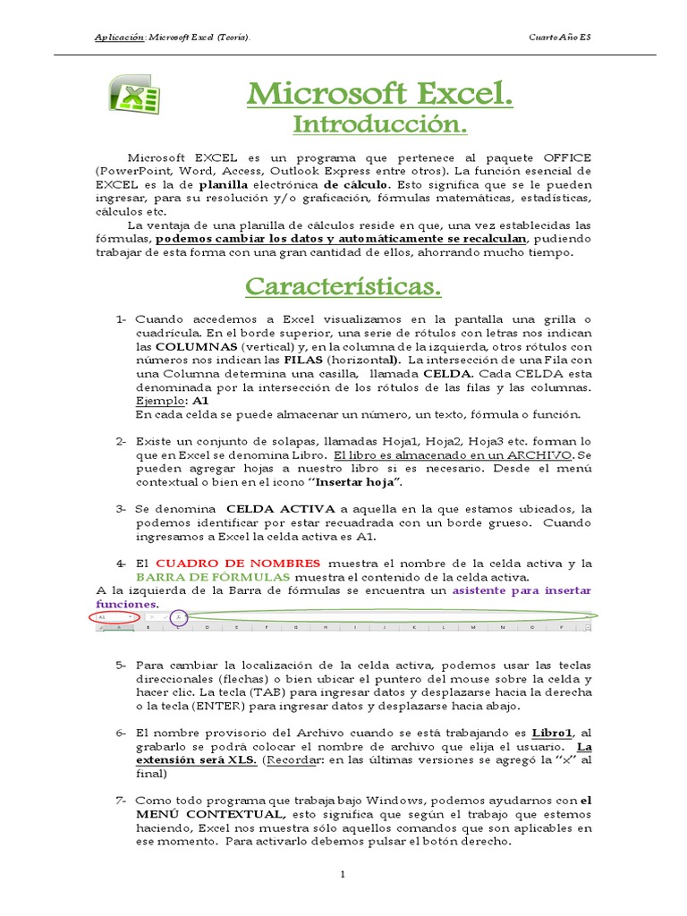 Excel Teoria Basica 1 | PDF | Microsoft Excel | Ciencias de la Computación