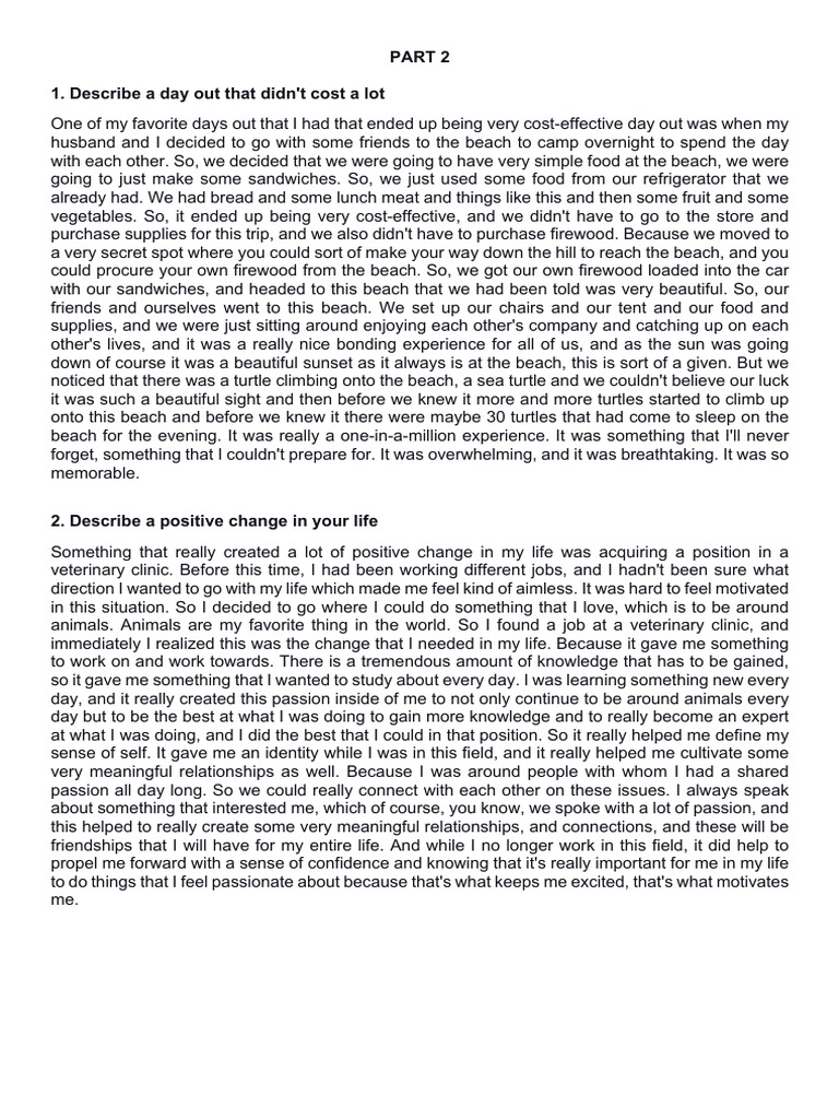 Speaking Part 2 Band 9 Answers | PDF | Sales | Thought