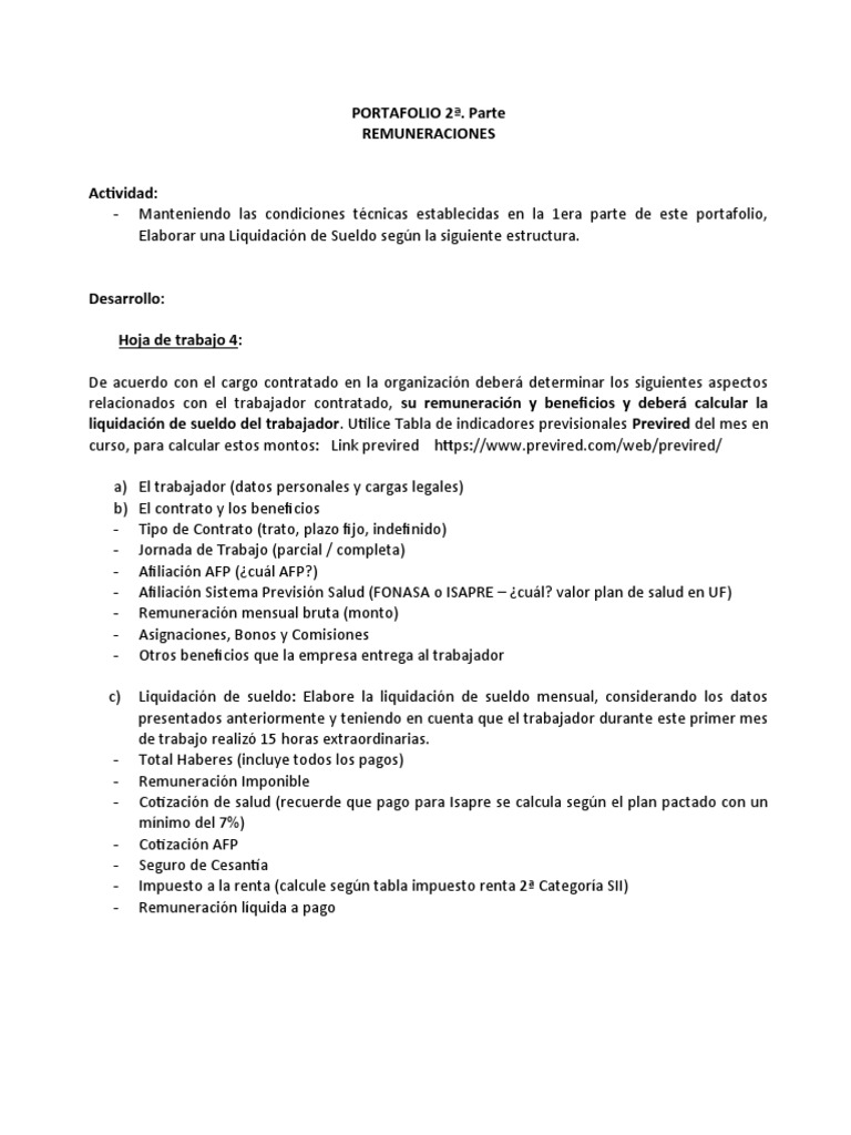 Portafolio Remuneraciones 2de2 GP | PDF