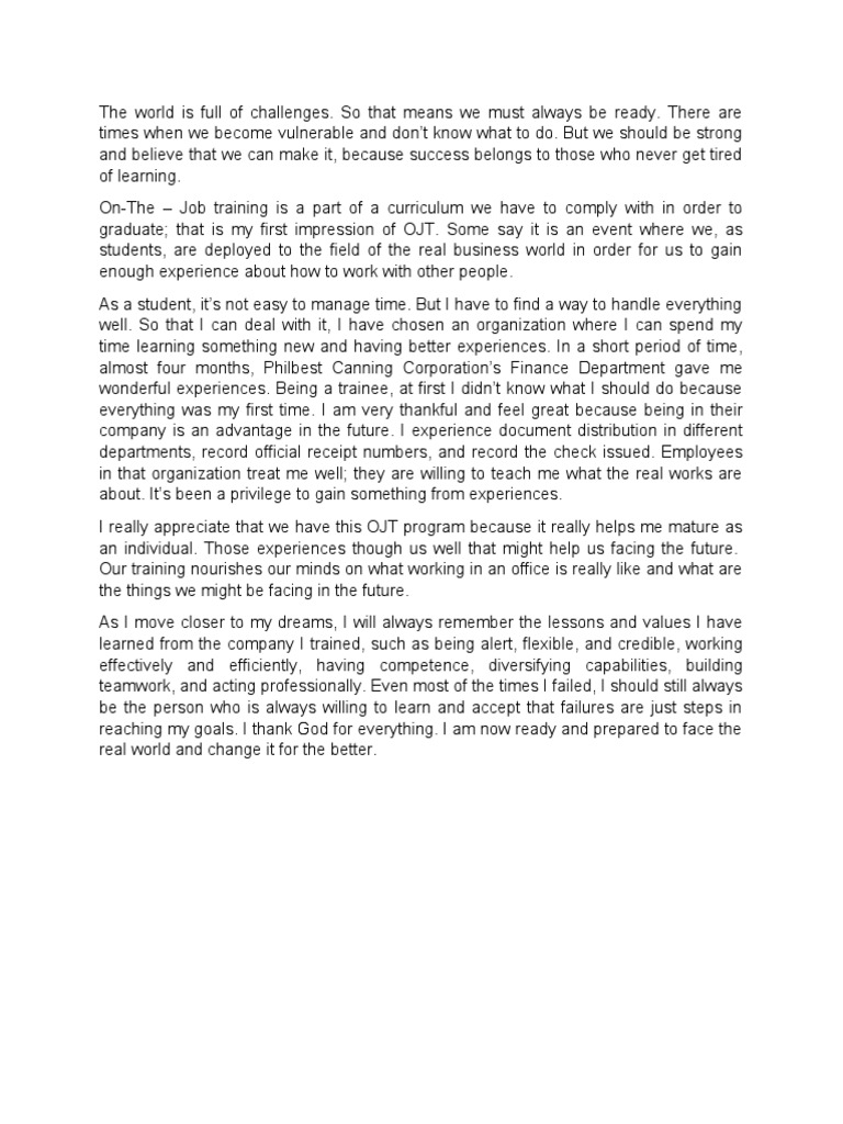 Insights from My OJT Experience | PDF