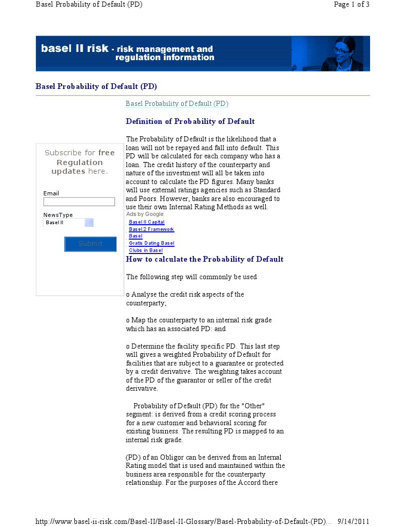 Probability of Default - Basel II Definition | PDF | Basel Ii | Risk