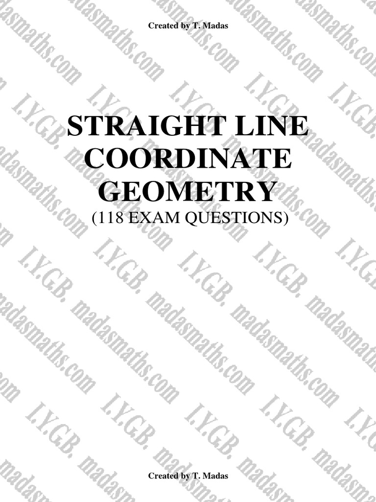 Line Coordinate Geometry Exam Questions | PDF | Line (Geometry) | Triangle