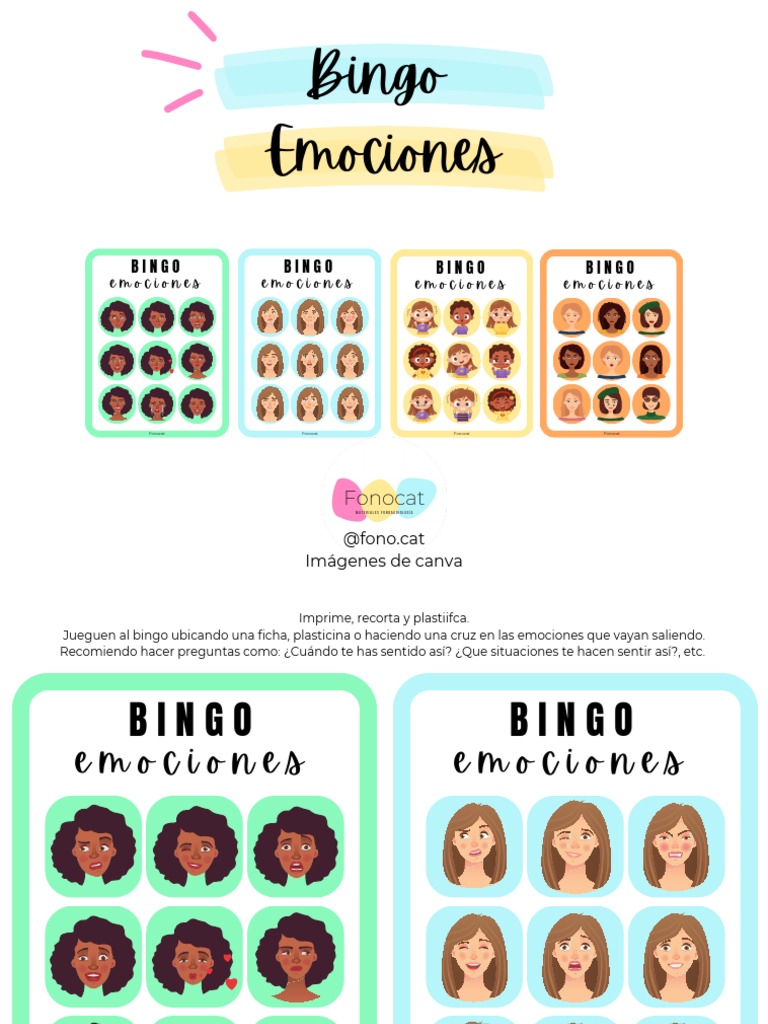 Bingo de emociones | PDF | Recreación | Aficiones
