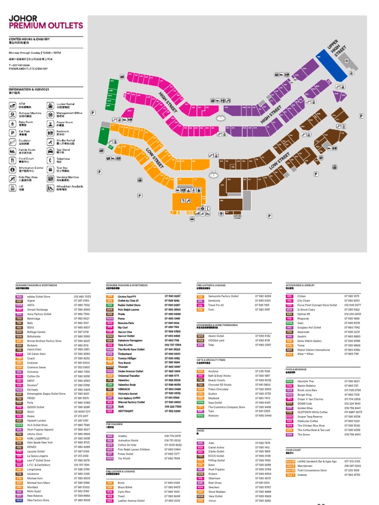 Johor Premium Outlets Center Map | PDF | Fashion | Brand Management