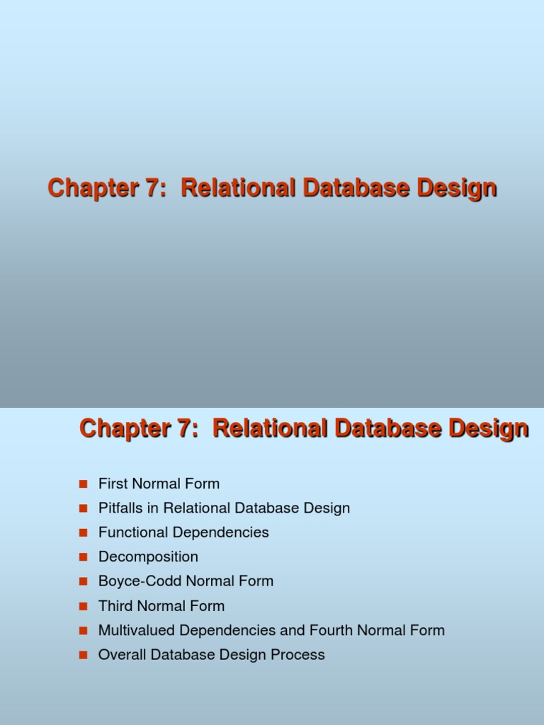 Chapter 7 Relational Database Design Pdf Database Design Relational Database