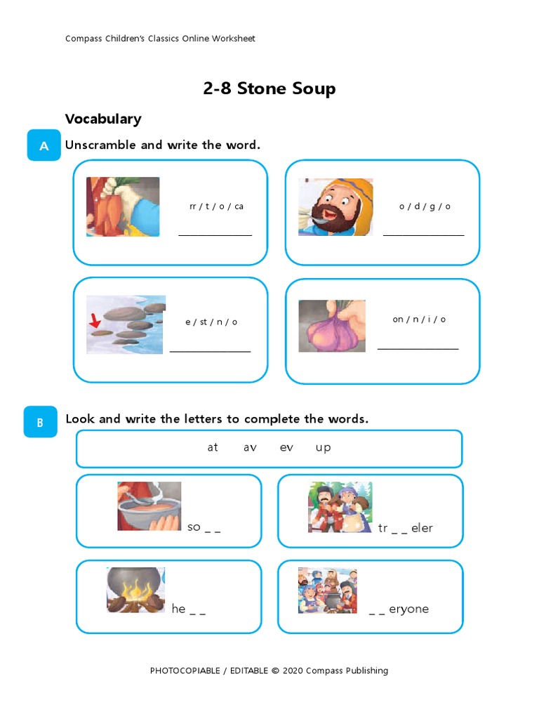2-8 - Stone Soup - Reading Oceans - Worksheet | PDF