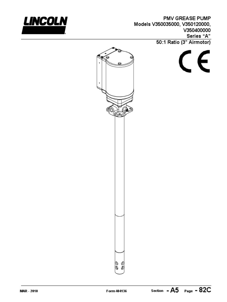 PMV Grease Pump Models V350035000 V350120000 V350400000 Bombas Lub Mol ...