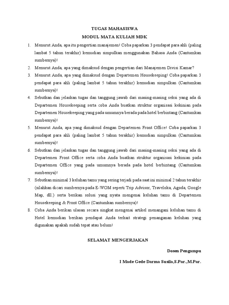 Tugas Mahasiswa Modul Matkul MDK | PDF | Karier & Perkembangan