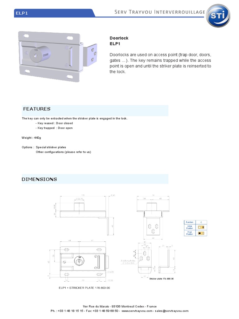 ELP1 Doorlock Features and Specifications | PDF