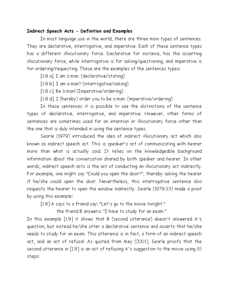 Indirect Speech Acts | PDF | Philosophical Movements | Philosophical ...