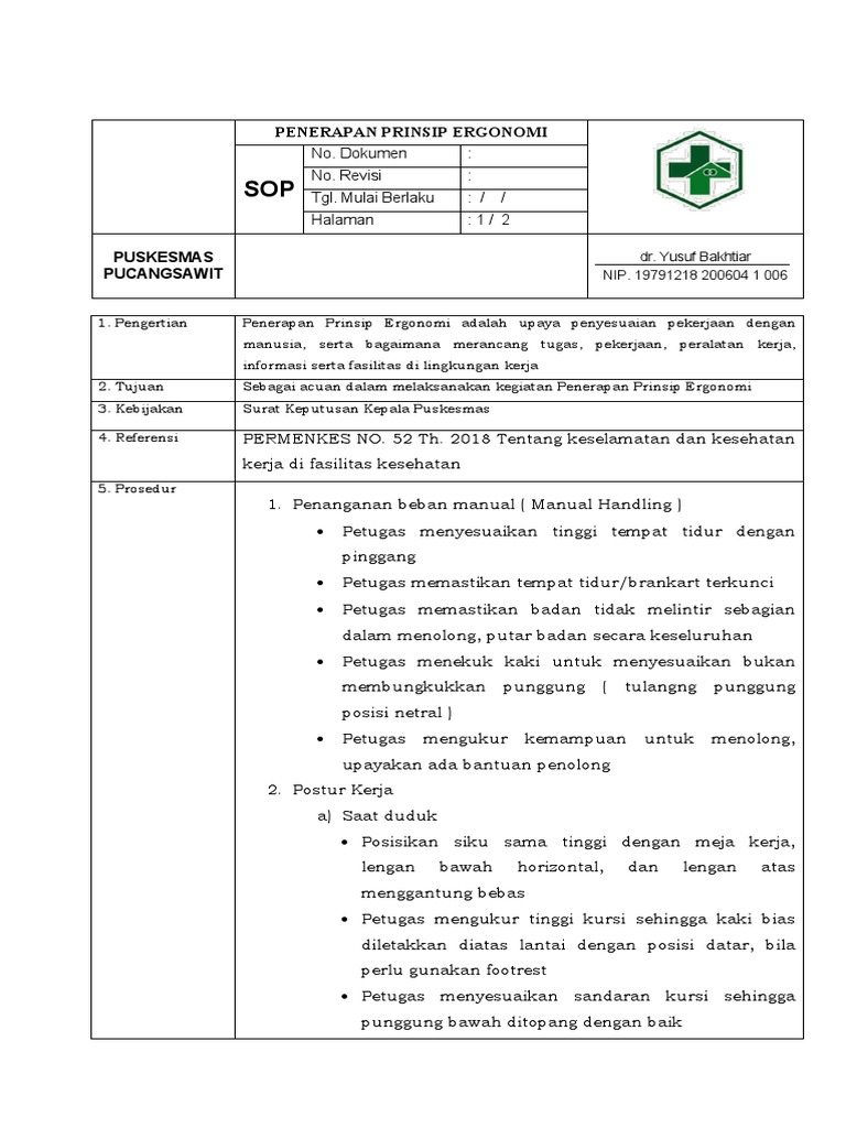 Sop Ergonomi | PDF