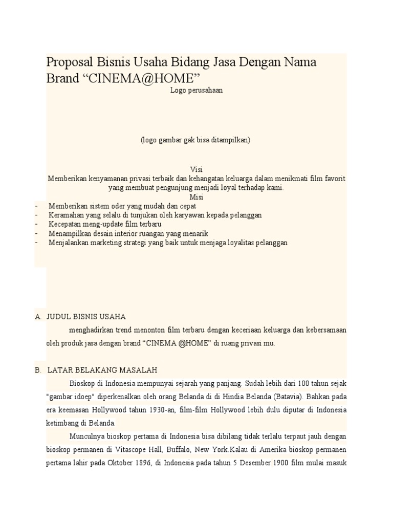 Proposal Bisnis Usaha Bidang Jasa Dengan Nama Brand | PDF
