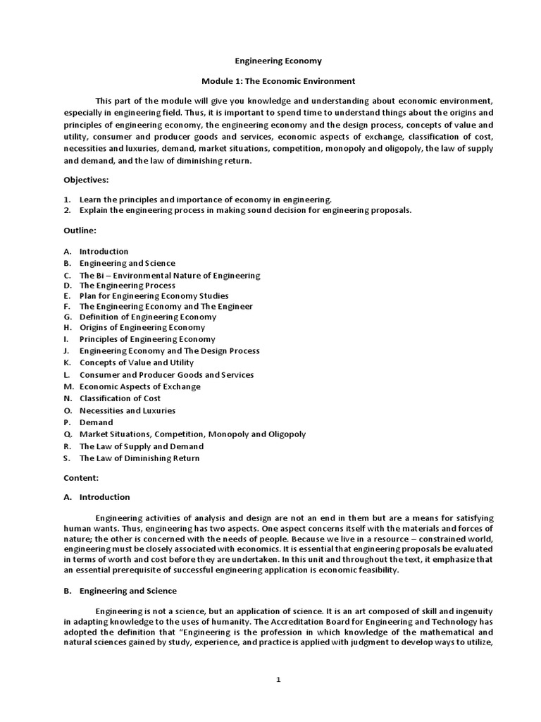 ENG ECON - Module1 | PDF | Monopoly | Demand
