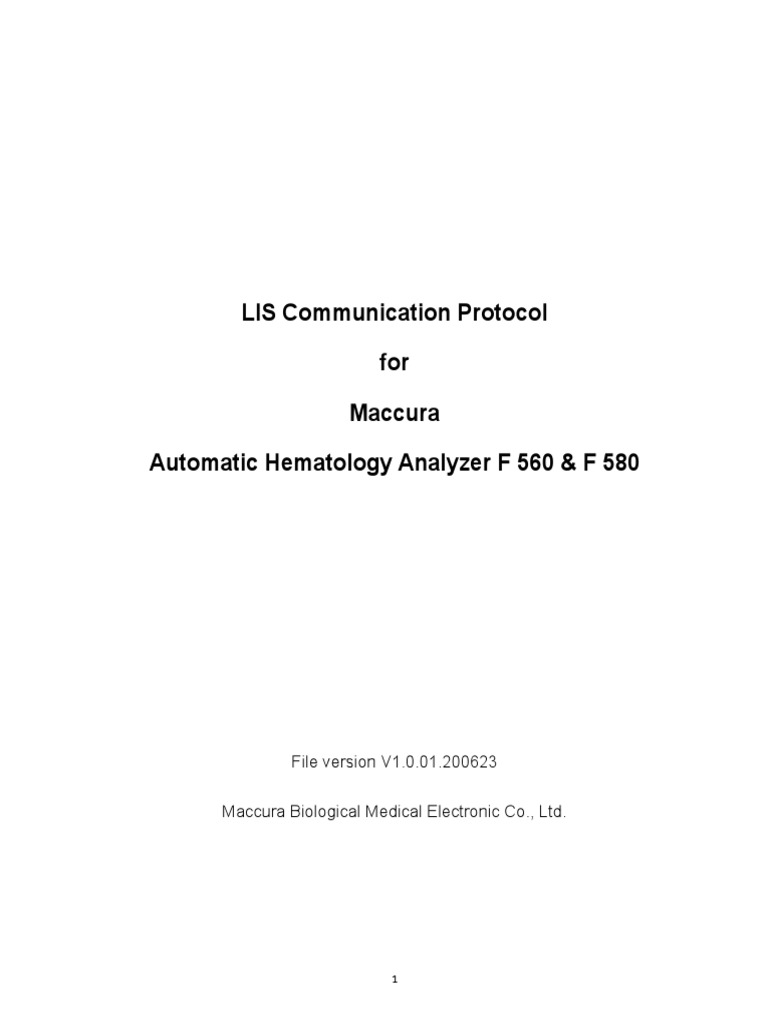Maccura F560 - F 580 (Hematology Analyser) | PDF | Patient | Reference ...