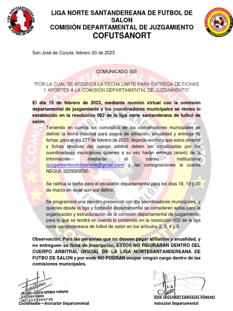 Comunicado 003 | PDF