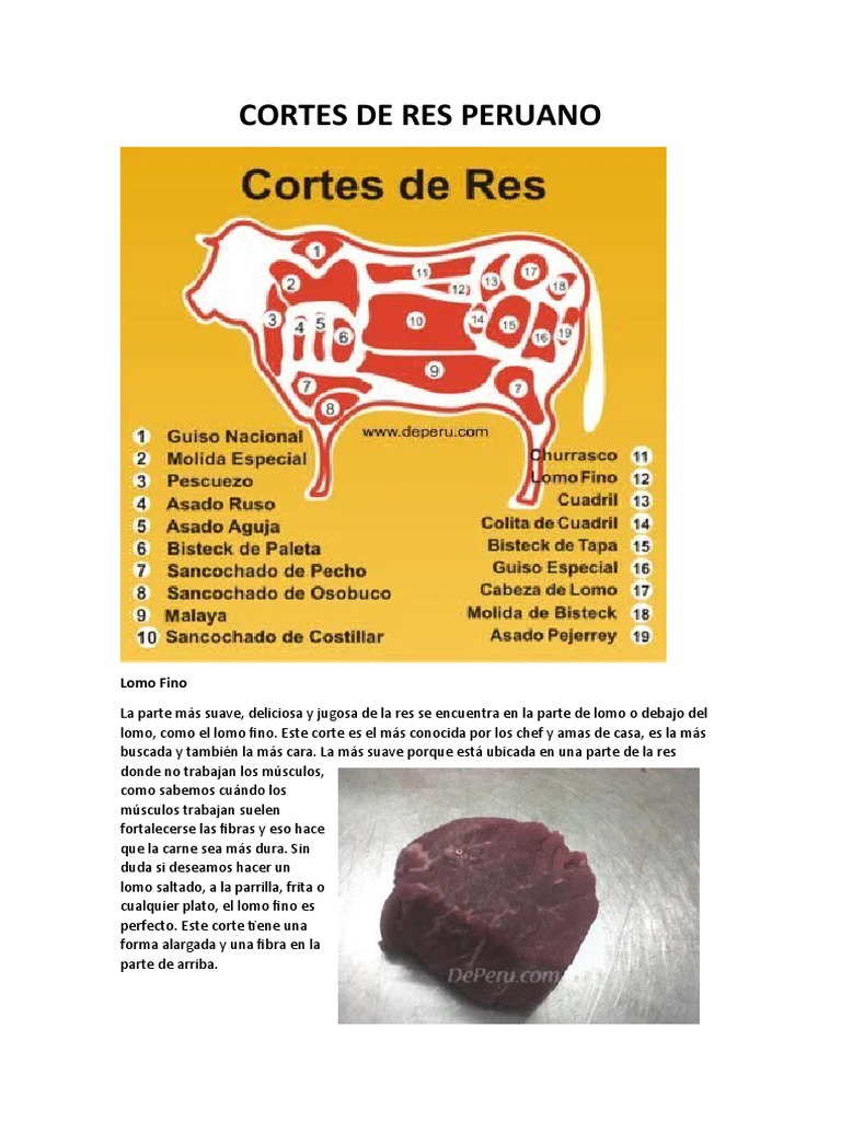 Cortes de Carne de Res en Perú | PDF | filete | Cocina