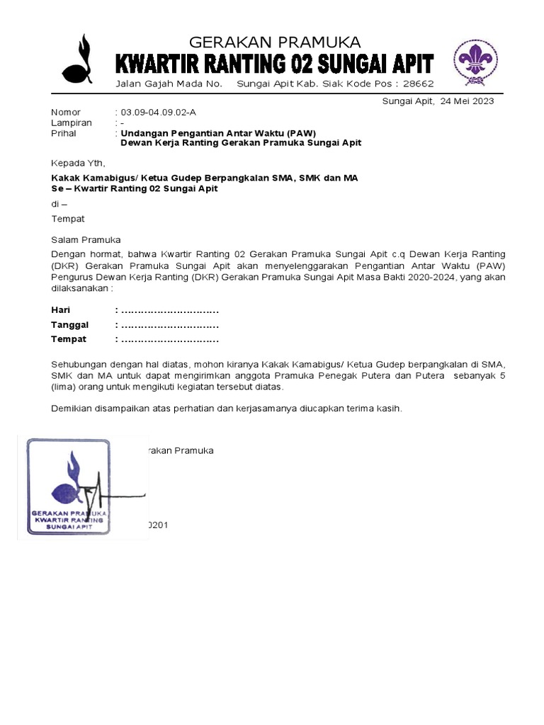 Dewan Kerja Ranting Gerakan Pramuka Sungai Apit | PDF