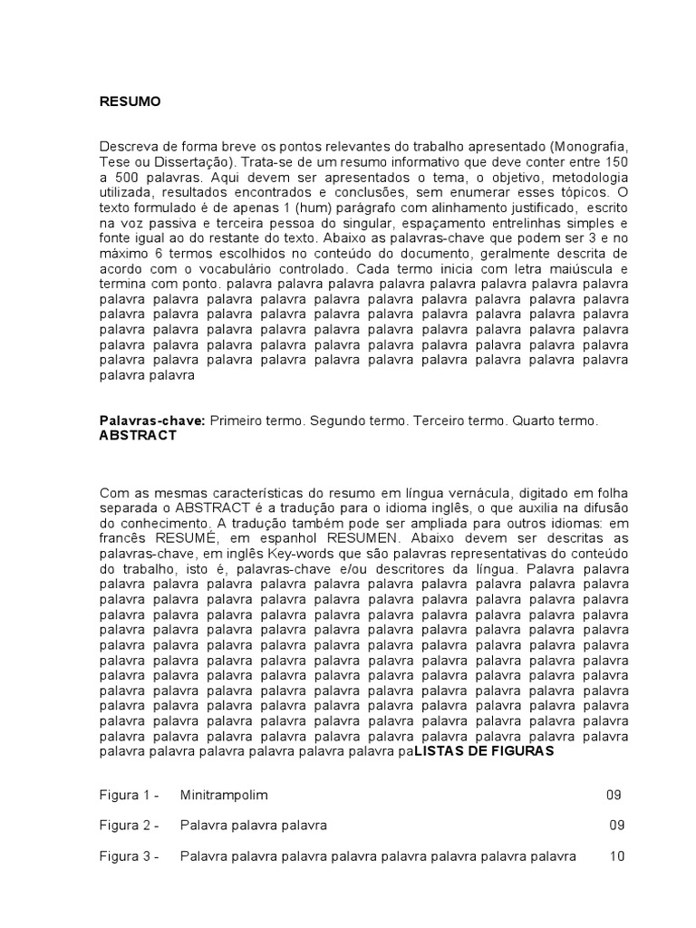 Modelo De Tcc Monografia Pdf Abstract Resumo Citação