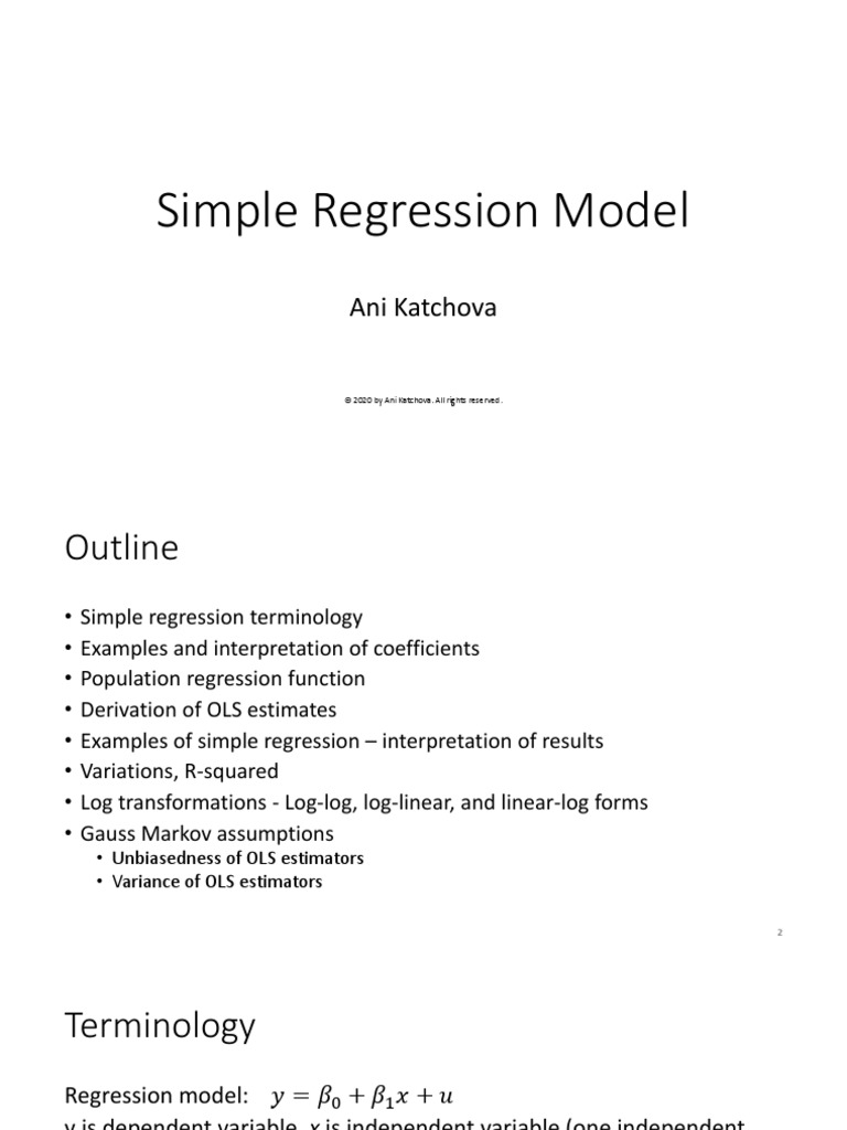 2 Simple Regression Model | PDF | Ordinary Least Squares | Errors And Residuals