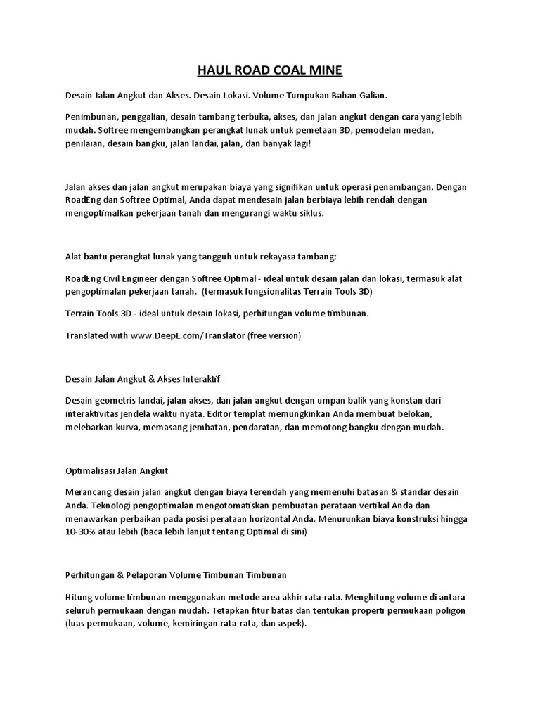 Haul Road Coal Mine | PDF