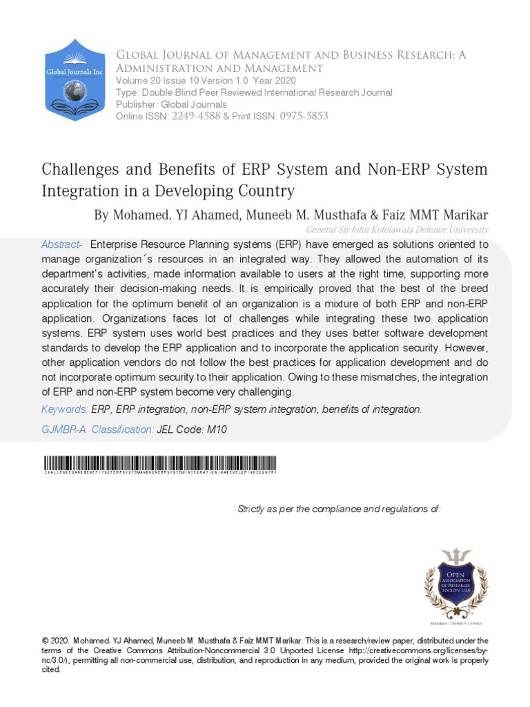 Challenges and Benefits of ERP System An | PDF | Enterprise Resource ...
