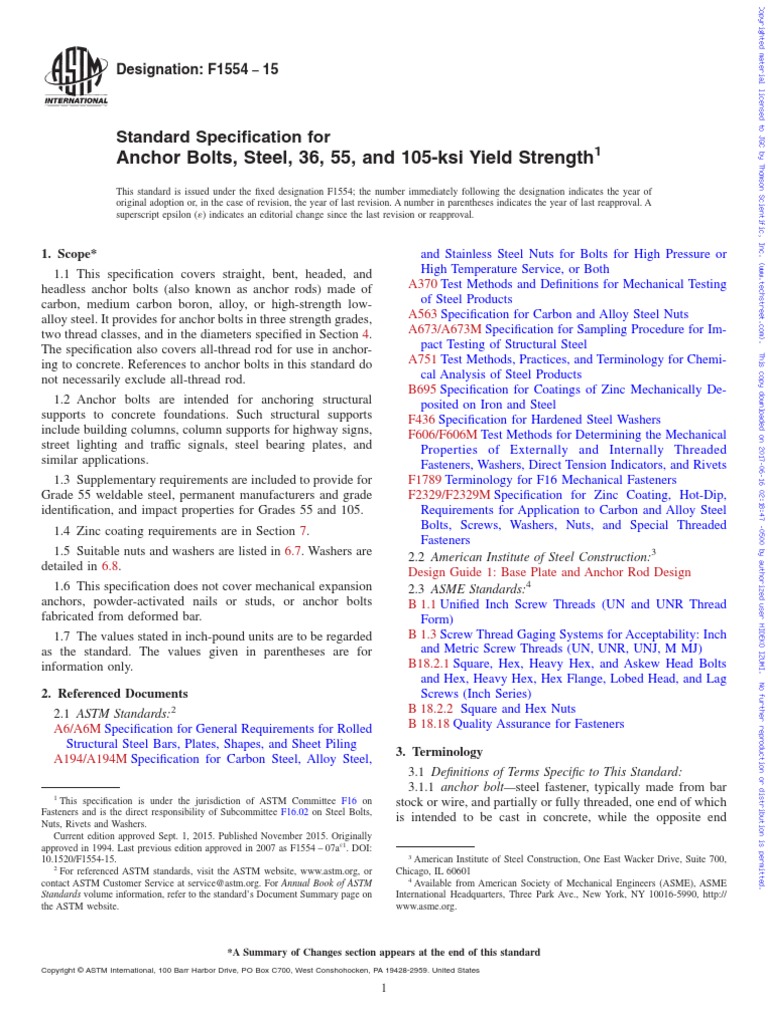 Astm F1554 - 15 | PDF
