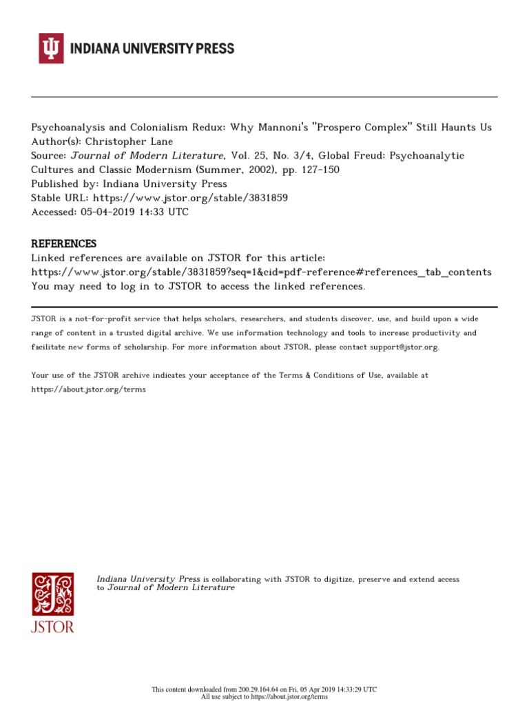 Psychoanalysis and Colonialism Redux - Why Mannoni's Prospero Complex ...