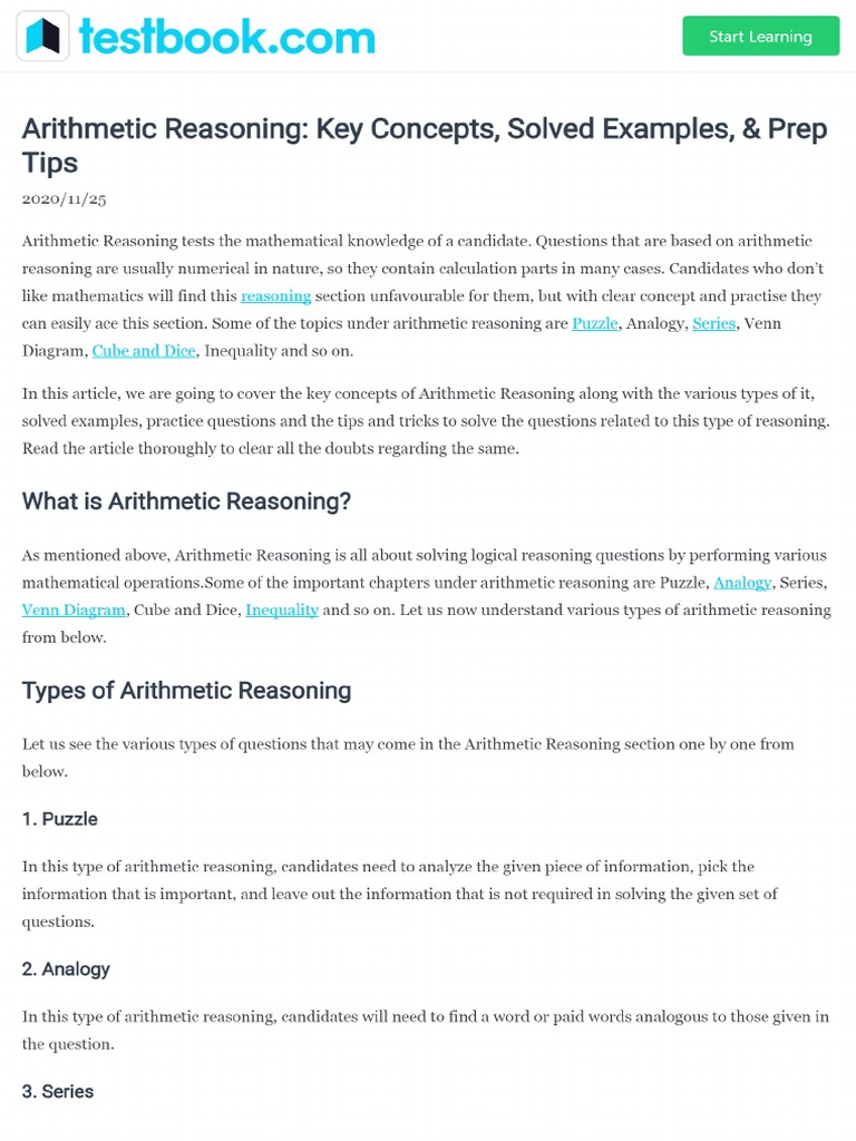 Arithmetic Reasoning | PDF