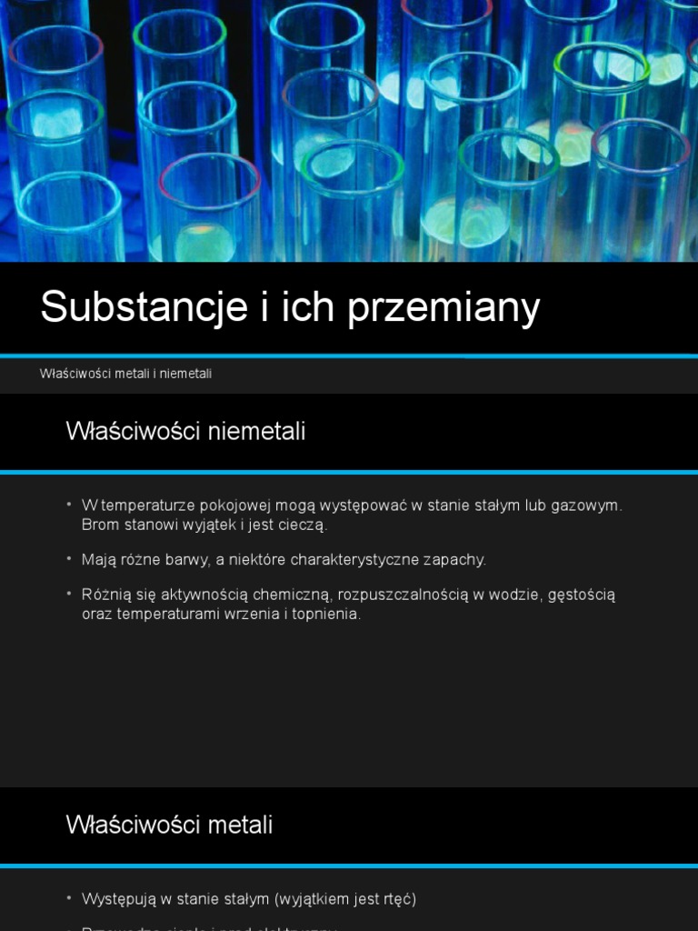 Metale I Niemetale - Klasa 7, Lekcja 7 | PDF