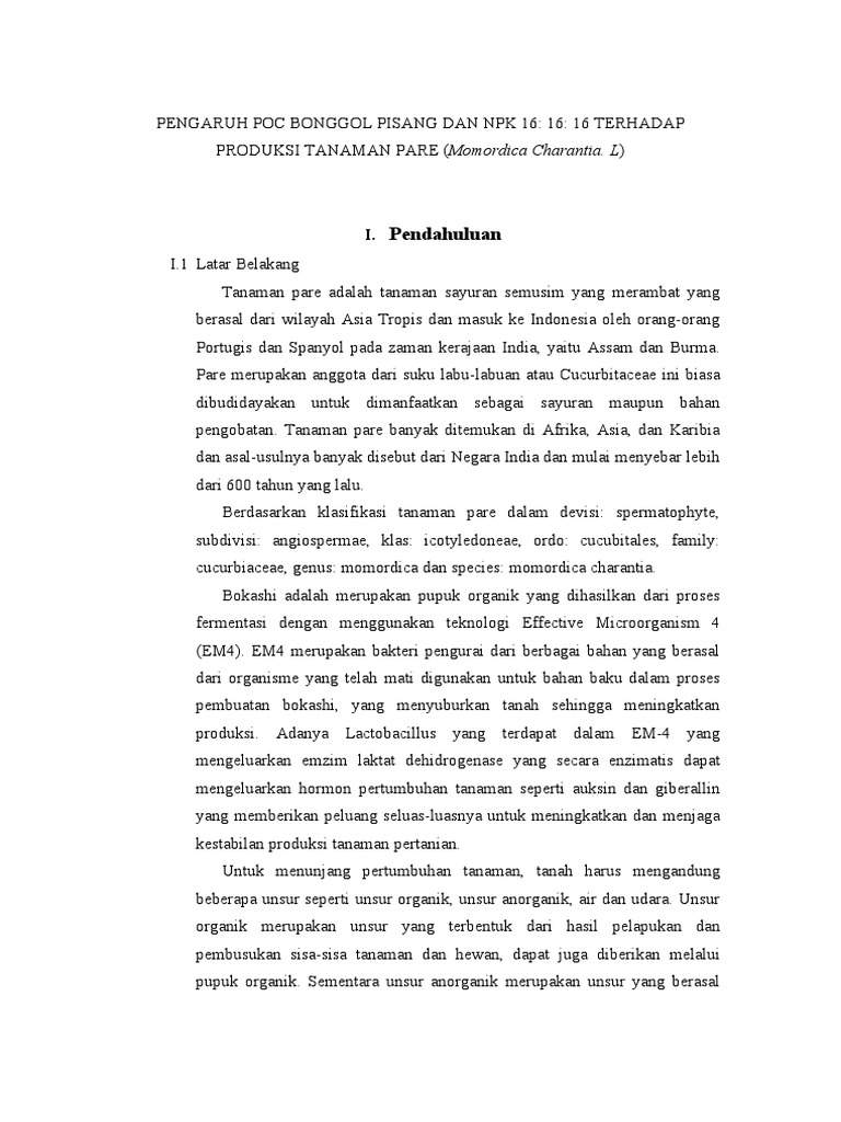 Pengaruh POC dan NPK pada Pare | PDF
