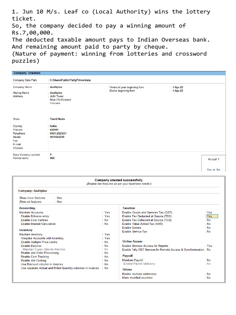 TDS Payment Process Tally | PDF