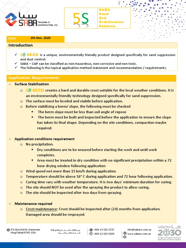 5s-Berm - Method of Statment | PDF