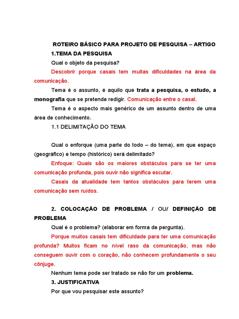 Roteiro Básico para Projeto de Pesquisa | PDF