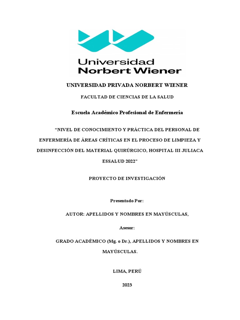 Formato Proyecto de Tesis - Universidad Norbert Wiener | PDF ...