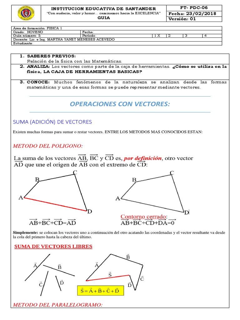 FT-PDC-06 Guía #5 de Fisica 9 | PDF | Vector Euclidiano | Triángulo
