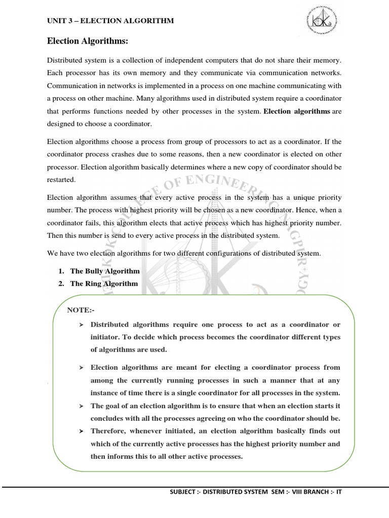 Hvg 8it Ds Election Algorithm Pdf Distributed Computing Process Computing