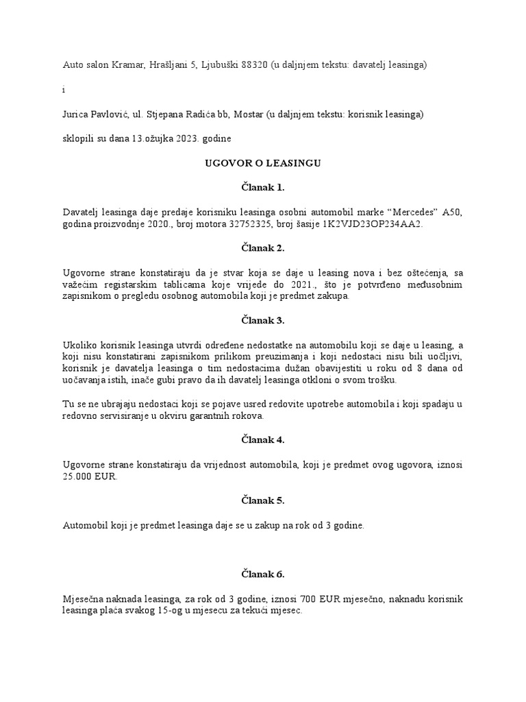 Zadaća Leasing | PDF