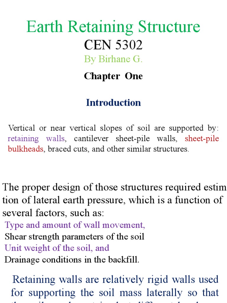 Types of Earth Retaining Structures | PDF | Civil Engineering ...