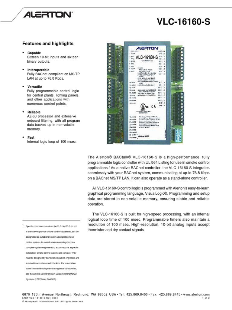 Alerton - LTBT VLC 16160 S | PDF